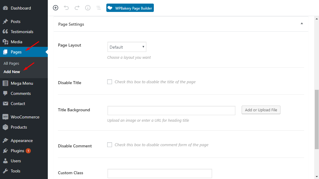 Page Settings Transport Documentation
